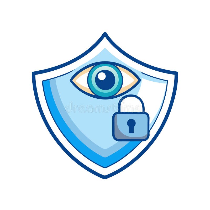 Shield with Eye and Lock Symbolizing Data Protection and Security Stock Vector - Illustration of ...