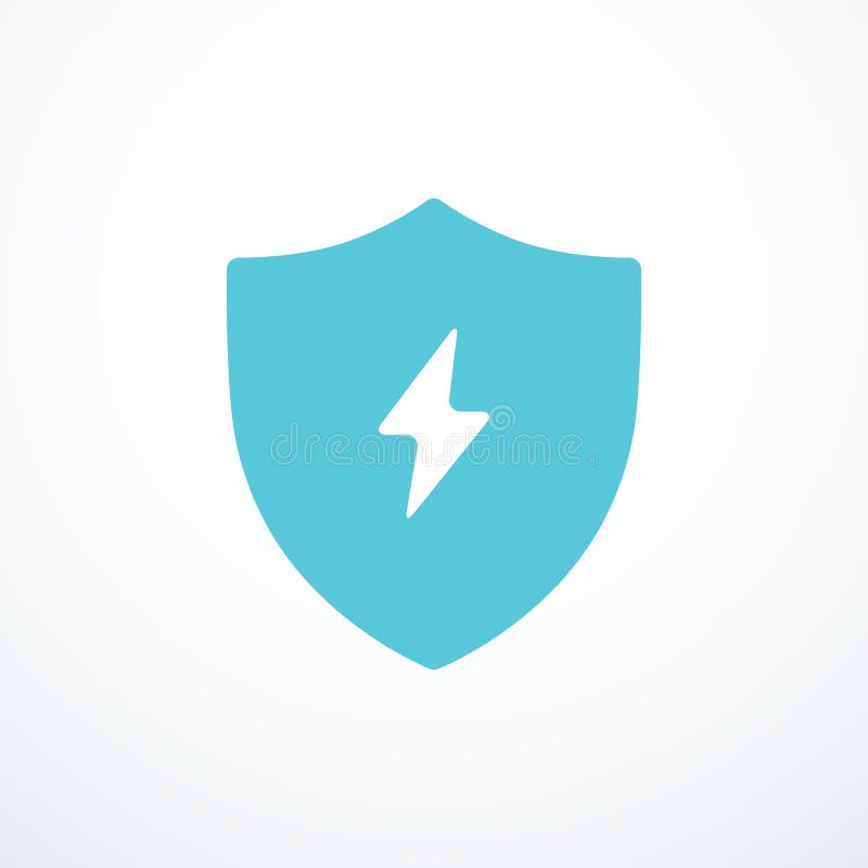 Blue Shield with Lightning Bolt Icon. Vector Illustration Stock Vector ...