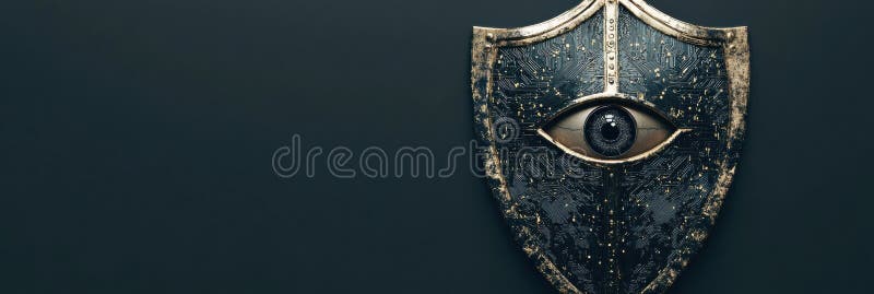 Shield Featuring Cybernetic Patterns and Robotic Eye Symbolizes ...