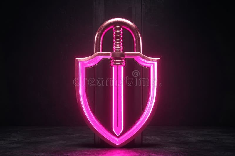 A Shield Featuring a Neon Lock Icon, Signifying Data Protection and ...