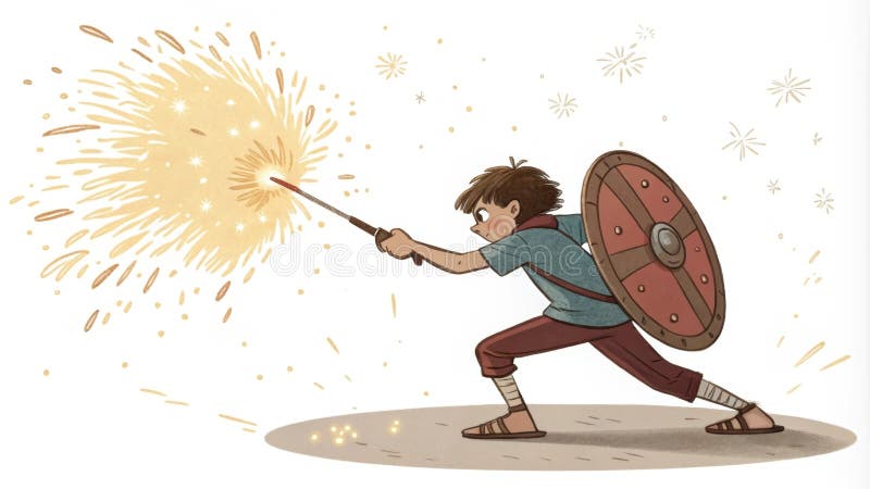 A Shield of Fire the Boy Uses the Exploding Firecrackers As a Shield ...