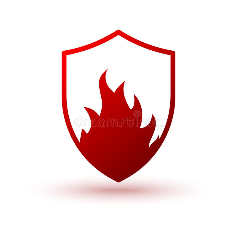 Shield with Fire. Flame Shield Icon Stock Illustration - Illustration ...