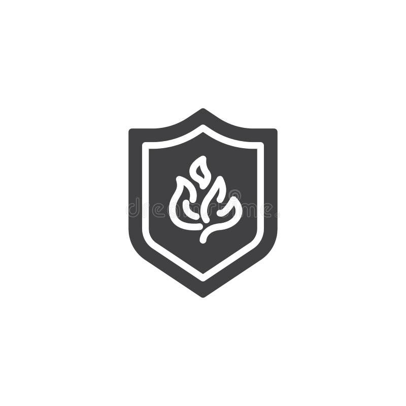 Shield with Fire Flame Vector Icon Stock Vector - Illustration of ...