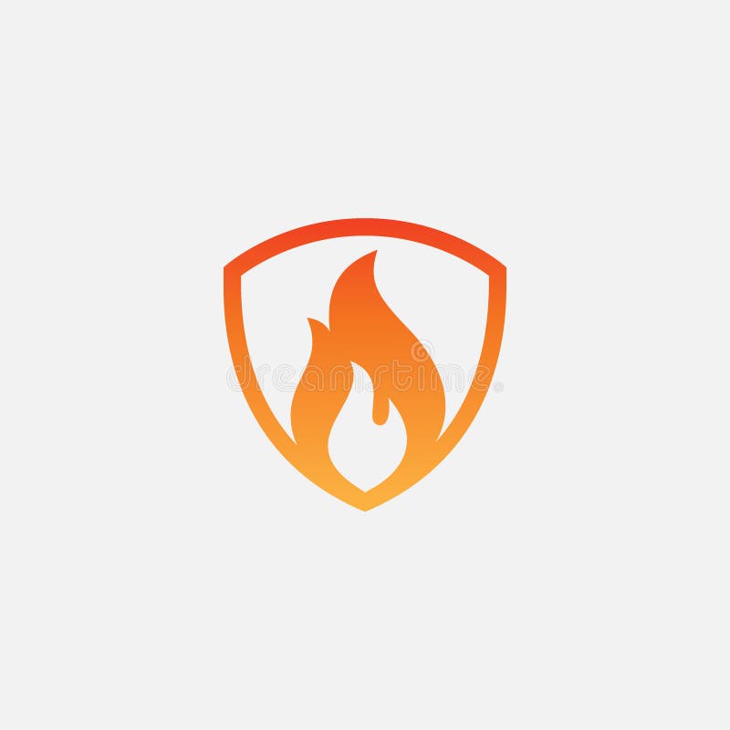 Shield Fire Logo Design Element, Vector Fire Shield Icon Illustration ...