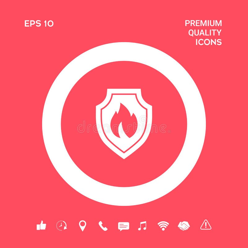 Shield with Fire Sign - Protection Icon. Graphic Elements for Your ...