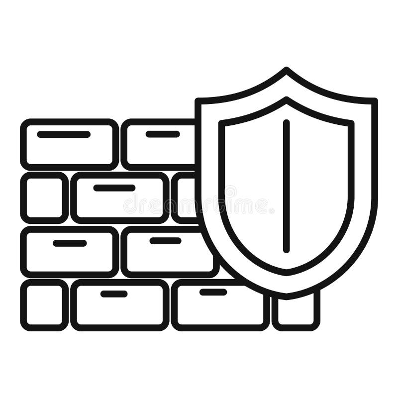 Black Firewall Icon, Outline Style Stock Vector - Illustration of cable ...