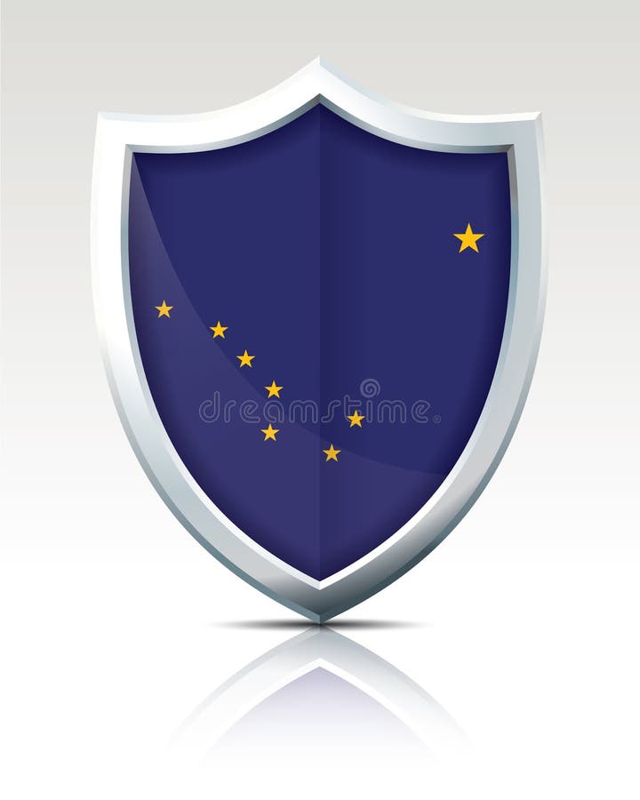 Shield with Flag of Alaska stock vector. Illustration of nation - 113485507