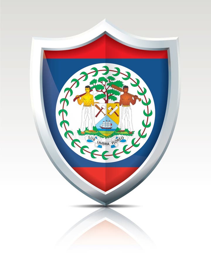 Shield with Flag of Belize stock vector. Illustration of foreign - 113483887