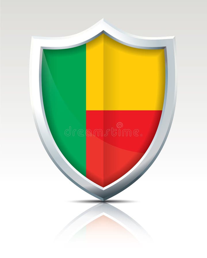 Shield with Flag of Benin stock vector. Illustration of emblem - 113483850
