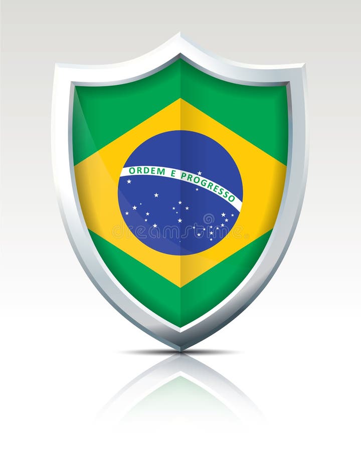 Shield with Flag of Brazil stock vector. Illustration of icon - 113483958