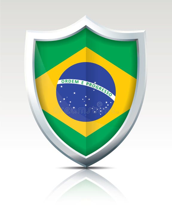 Shield with Flag of Brazil stock vector. Illustration of icon - 113483958