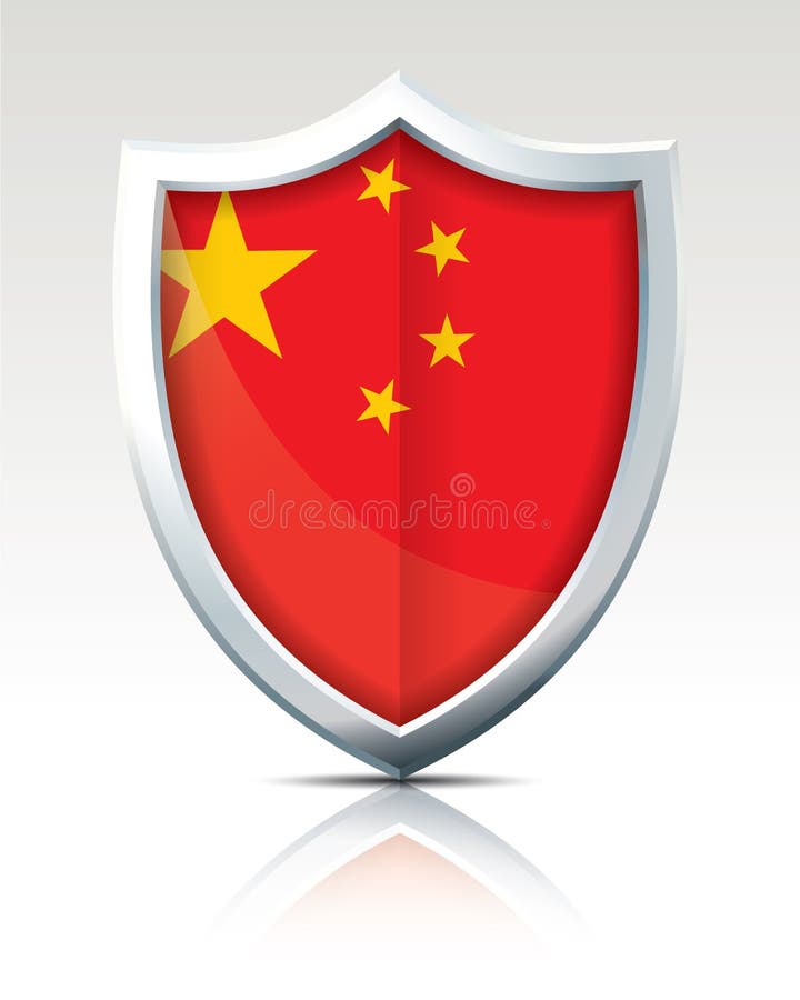 Shield with Flag of China stock vector. Illustration of east - 113484007