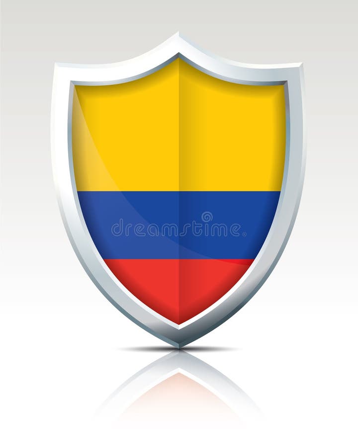 Shield with Flag of Colombia Stock Vector - Illustration of detailed ...