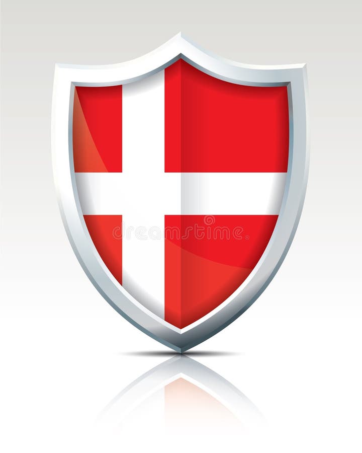 Shield with Flag of Denmark Stock Vector - Illustration of geography ...
