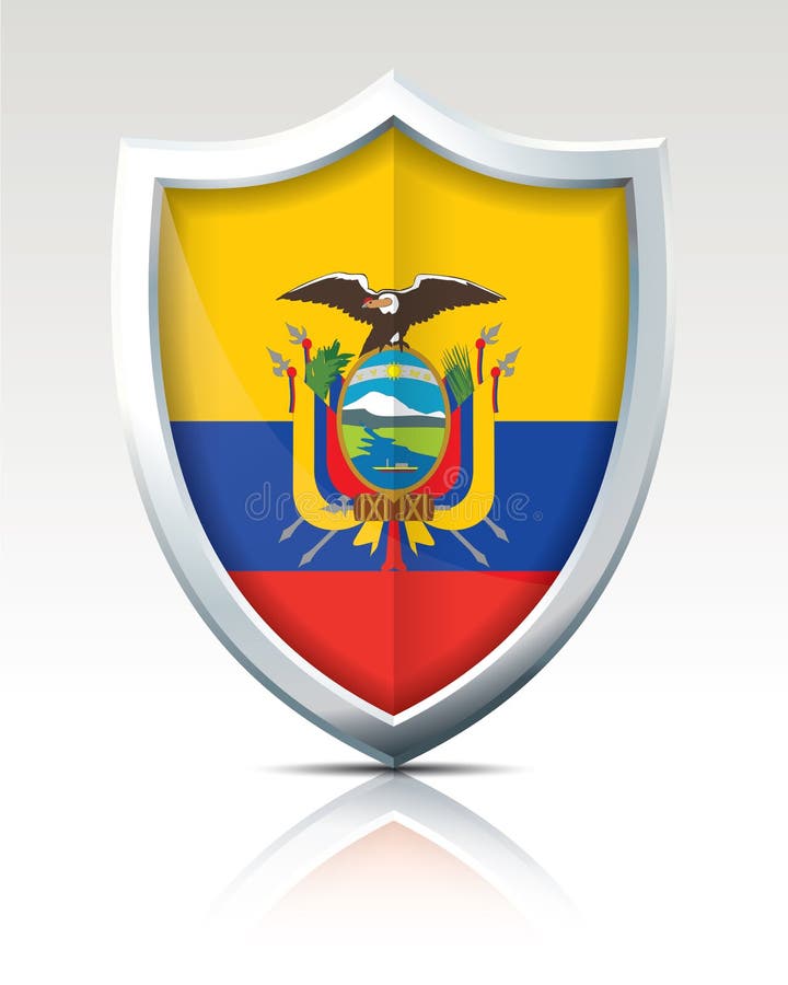 Shield with Flag of Ecuador Stock Vector - Illustration of location ...
