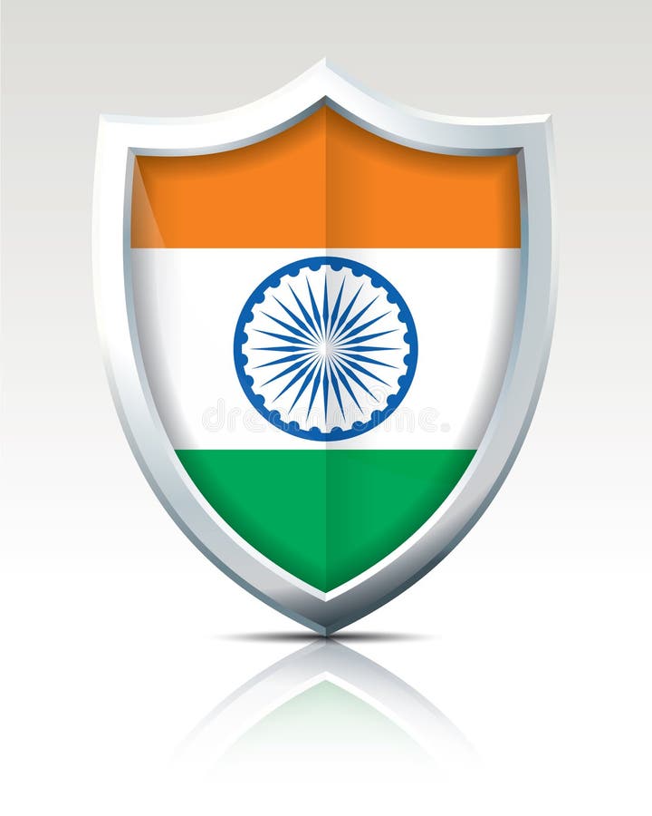 India Flag Vector Shield Icon Stock Illustration - Illustration of ...