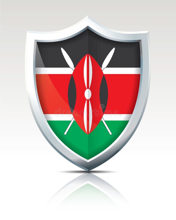 Shield with Flag of Kenya stock vector. Illustration of design - 106738127