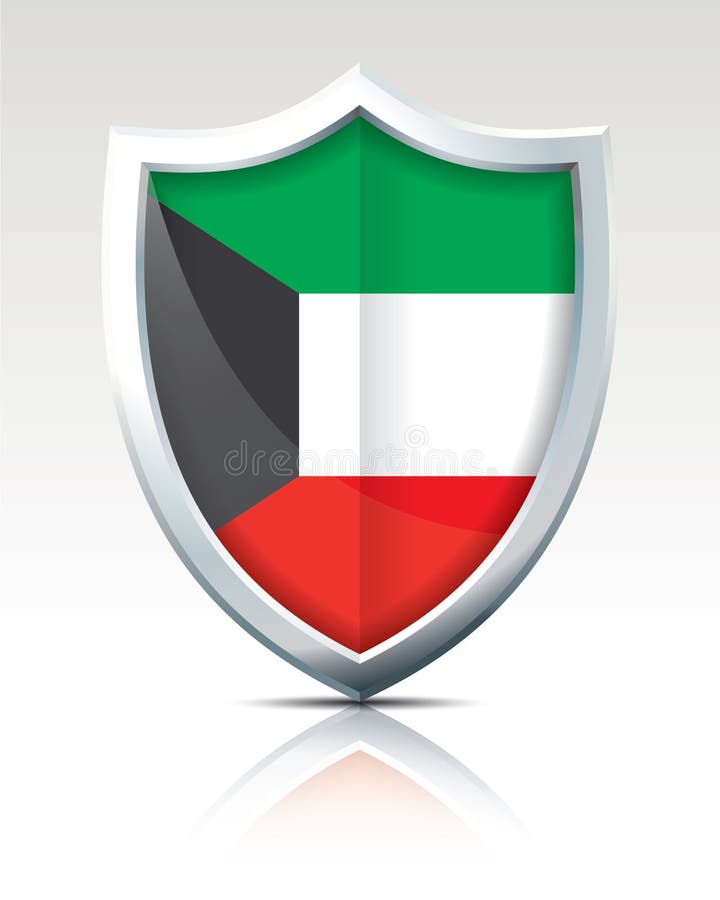 Shield with Flag of Kuwait stock vector. Illustration of emblem - 106737383