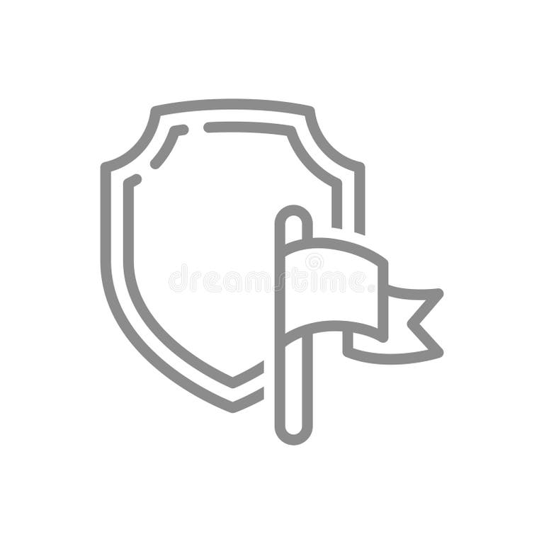 Shield and Flag Line Vector Icon Stock Vector - Illustration of ...