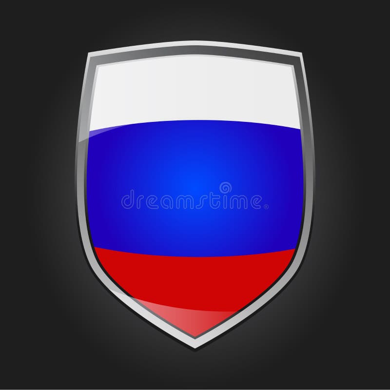 Shield with flag of Russia stock vector. Illustration of banner - 116886685