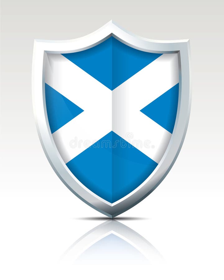 Shield with Flag of Scotland Stock Vector - Illustration of flag, three ...