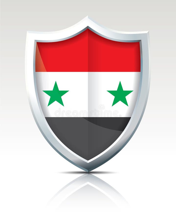 Shield with Flag of Syria stock vector. Illustration of government ...