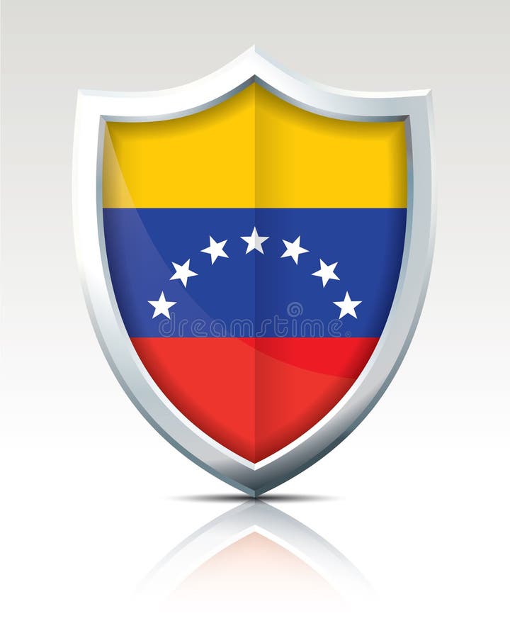 Shield with Venezuela Flag on White Background. Stock Vector ...