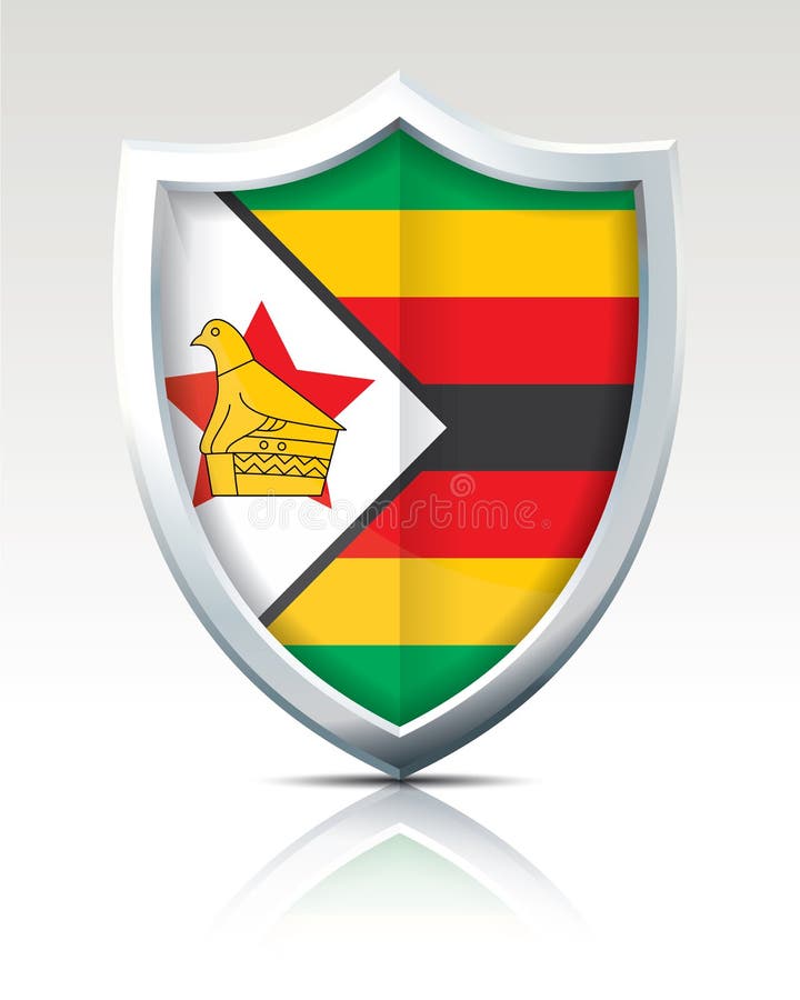 Shield with Flag of Zimbabwe Stock Vector - Illustration of figure ...