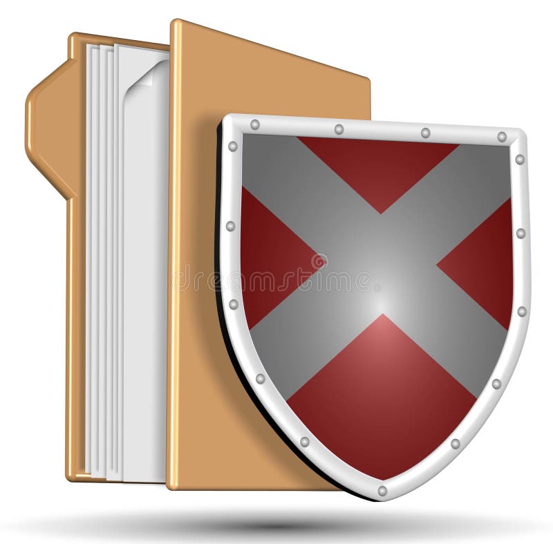 Shield and folder stock illustration. Illustration of encryption - 30952991