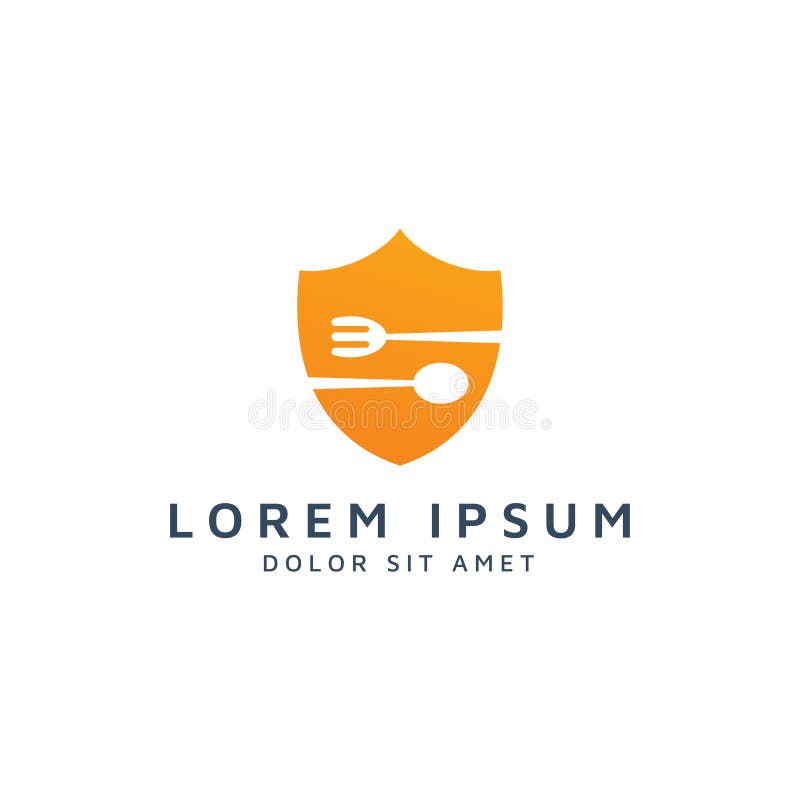 Shield and Food Negative Space Logo Design Stock Vector - Illustration ...