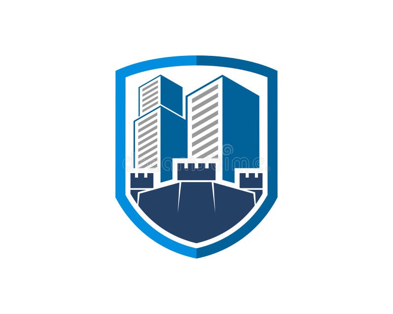 Shield with Fortress and Building Inside Stock Illustration ...