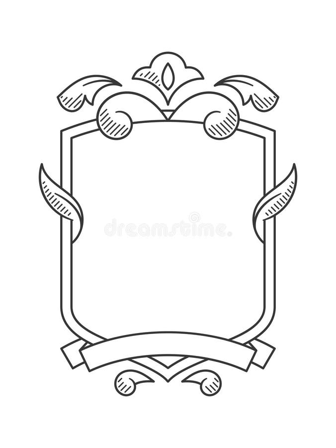Shield Frame Filigree Insignia Badge Stock Vector - Illustration of ...