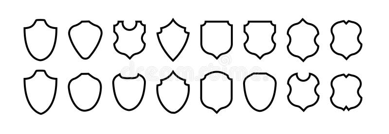 Shield Frame Set. Collection Shield Signs. Empty Outline Icons Stock ...