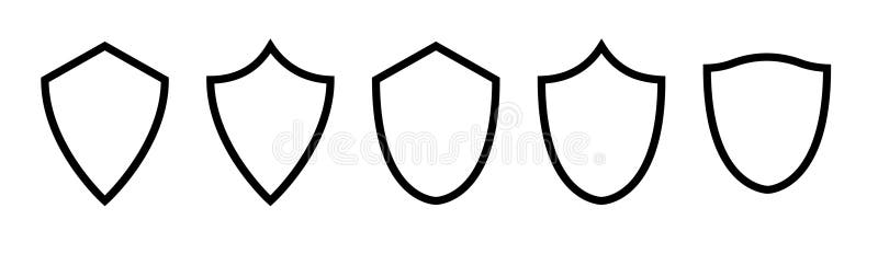 Shield Frame Set. Collection Shield Signs. Empty Outline Icons Stock ...