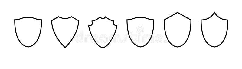 Shield Frame Set. Collection Shield Signs. Empty Outline Icons Stock ...