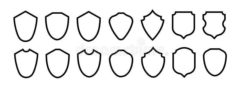 Shield Frame Set. Collection Shield Signs. Empty Outline Icons Stock ...