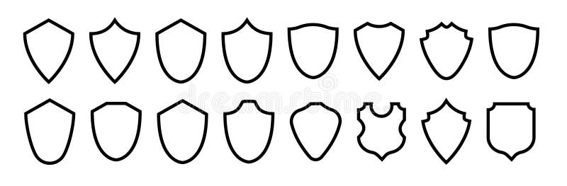 Shield Frame Set. Collection Shield Signs. Empty Outline Icons Stock ...