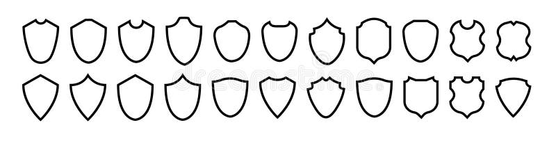Shield Frame Set. Collection Shield Signs. Empty Outline Icons Stock ...