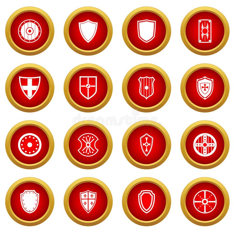 Shield Frames Icon Red Circle Set Stock Vector - Illustration of ...