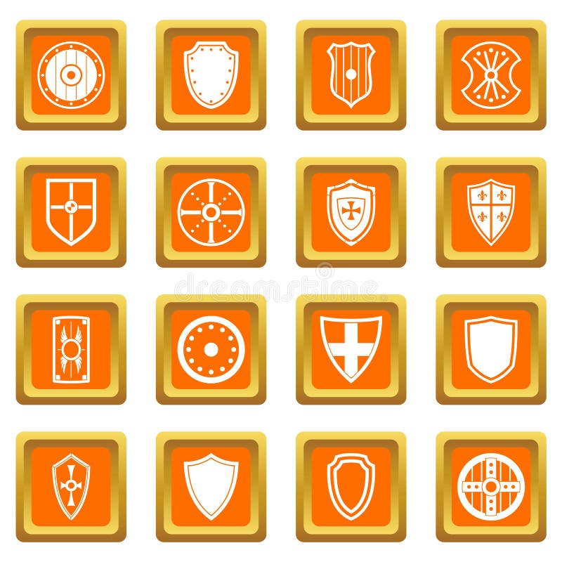 Shield Frames Icons Set Orange Stock Vector - Illustration of ... Shield Frames Icons Set Orange Stock Vector - Illustration of ...