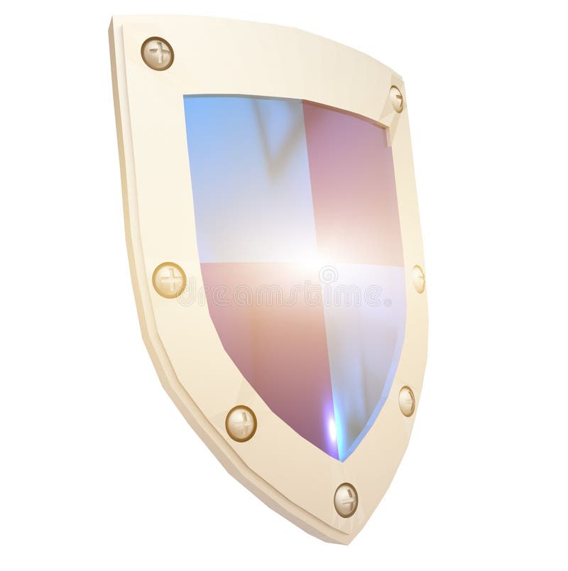 3d Shield Front View, Metal Shield, Golden Shield, 3D Shield Stock ...