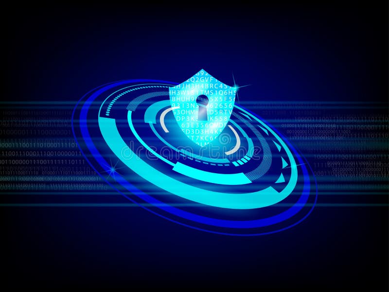 Shield on Future Technology Digital Background. Stock Vector ...