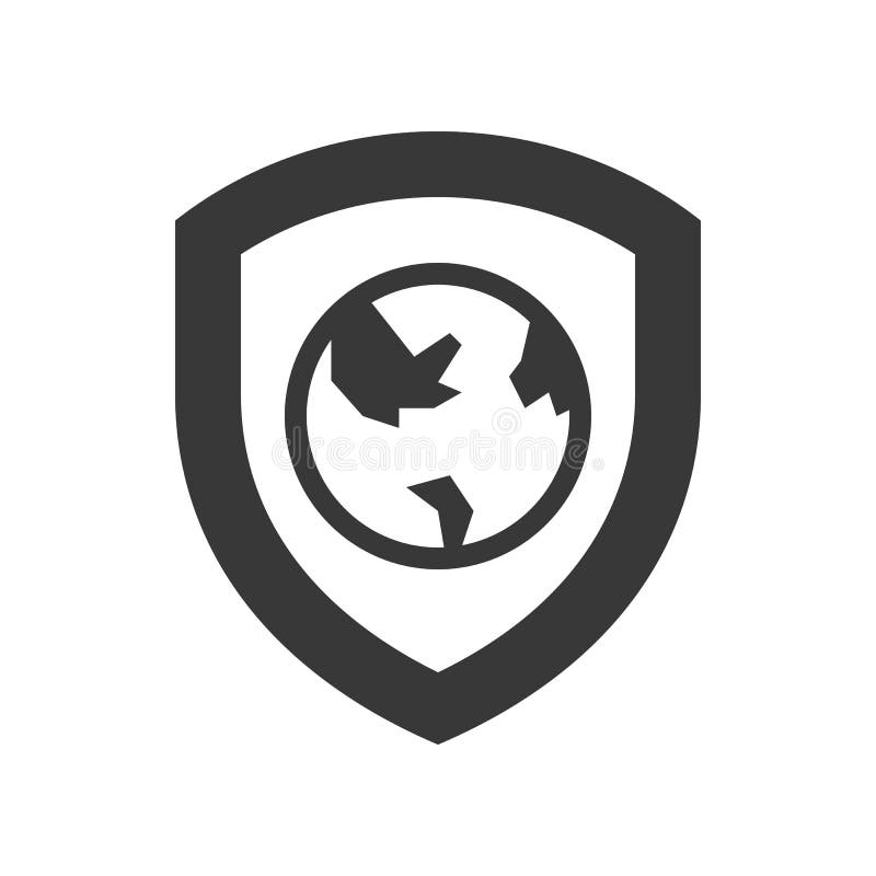 Shield and Globe or Planet Earth Icon, World Environment Day Con Stock ...