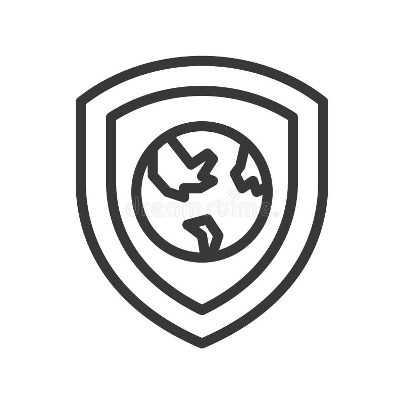 Shield and Globe or Planet Earth Icon, World Environment Day Con Stock ...