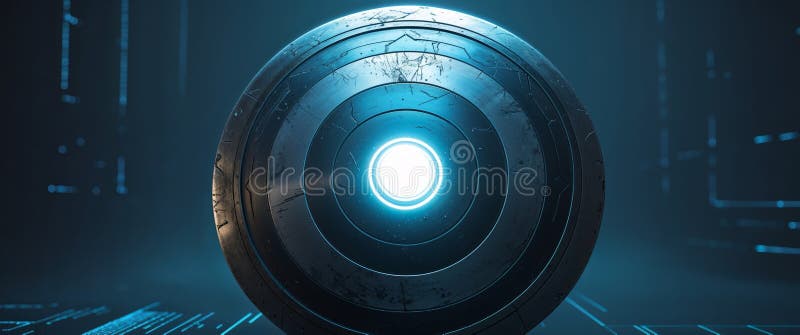 Shield with a Glowing Lock in the Digital World Stock Image - Image of ...
