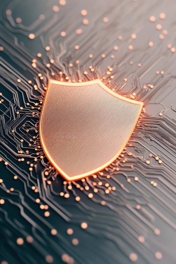 Shield Glows on Circuit Board. Cybersecurity Theme. Digital Awareness ...