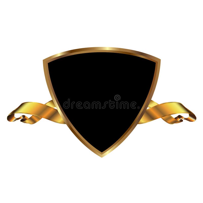 Shield and gold banner. stock illustration. Illustration of shield ...