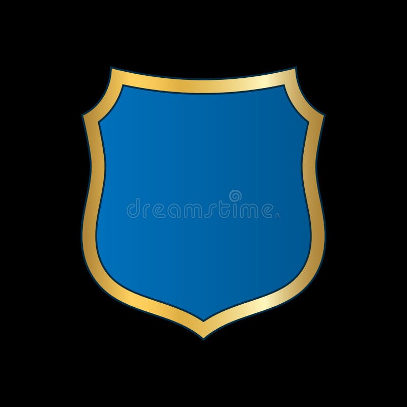 Gold-blue Shield Shape Icon. Bright Logo Emblem Metallic Sign Isolated ...
