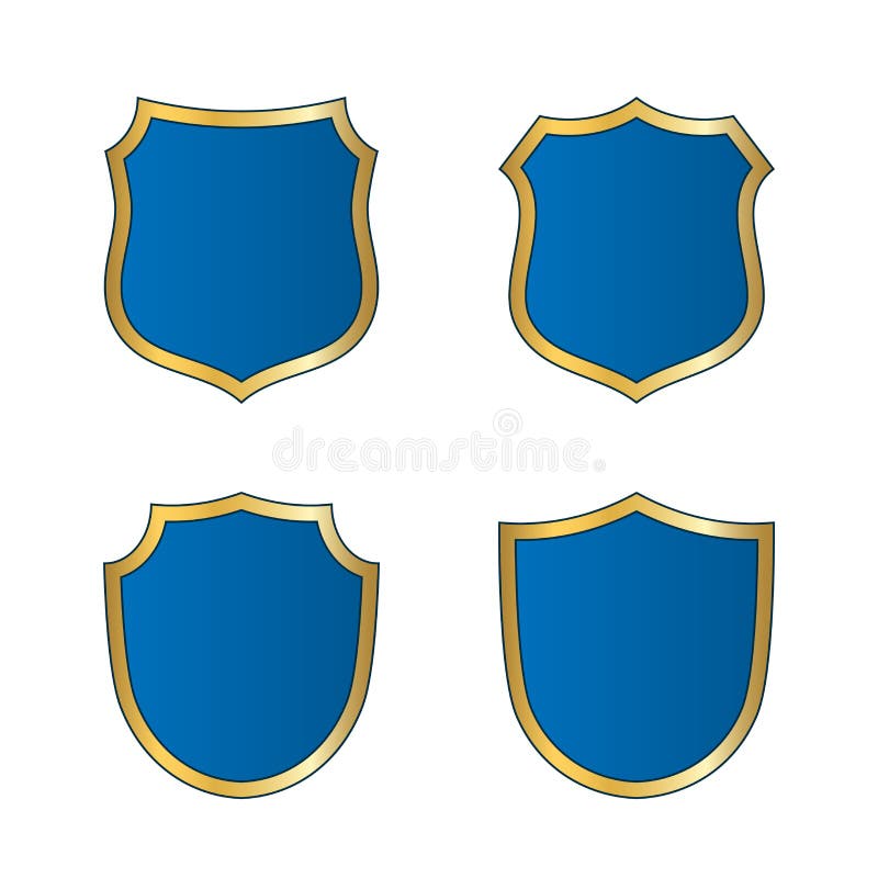 Shield Gold Blue Icons Set Shape Emblem Stock Vector - Illustration of ...