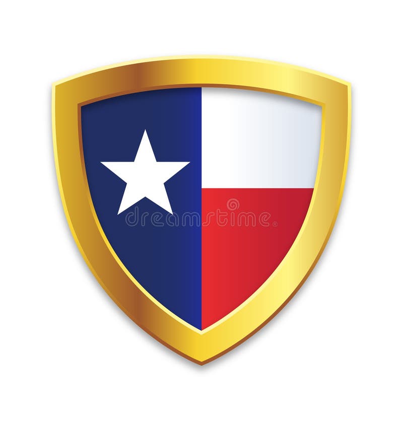 Shield Gold Edge with Texas Tx State Flag Stock Vector - Illustration ...